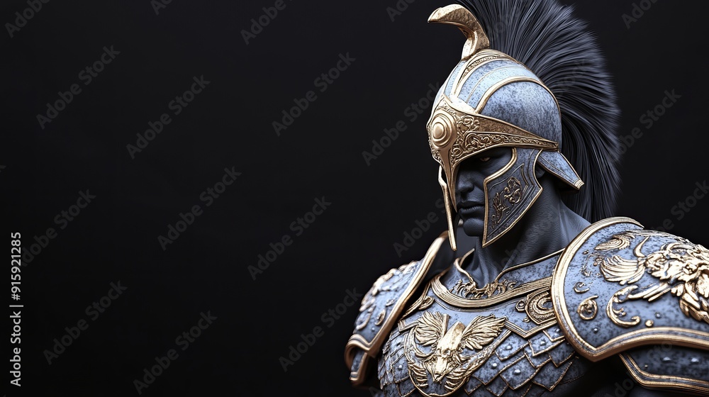 Intense portrayal of Ares, the Greek god of war, donning elaborate ...