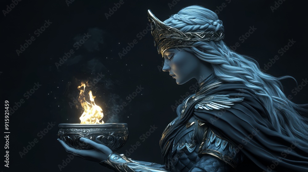 Majestic Depiction of Brigid, the Celtic Goddess of Fire and ...