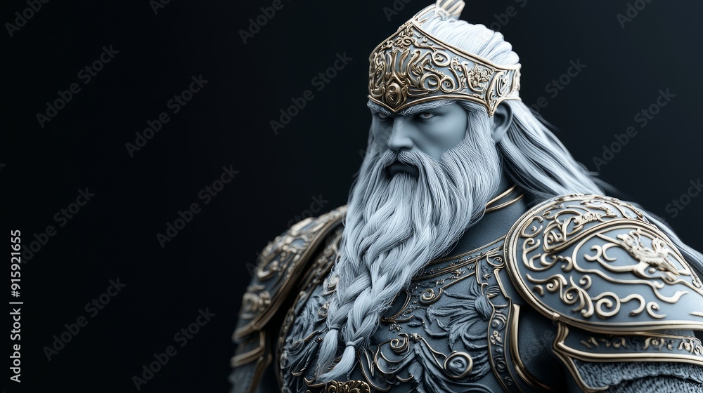 Regal depiction of Odin, the Norse Allfather, adorned in elaborate ...