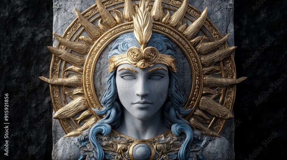 Inti, the Incan Sun God, Radiating Divine Light with a Majestic Golden ...