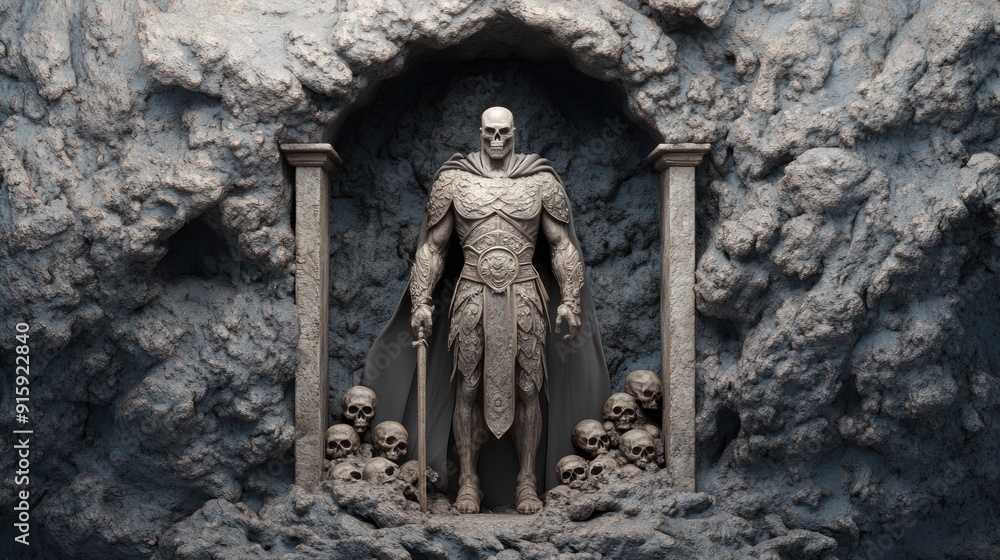 The fearsome Incan god of death, Supay, stands surrounded by skulls ...