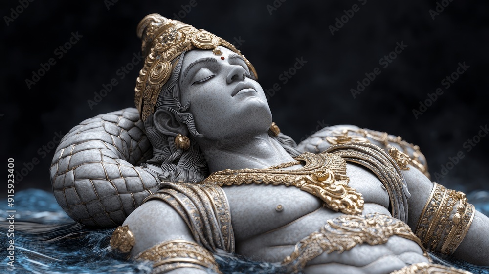 Vishnu, the Preserver God, Resting Peacefully on the Serpent Ananta ...