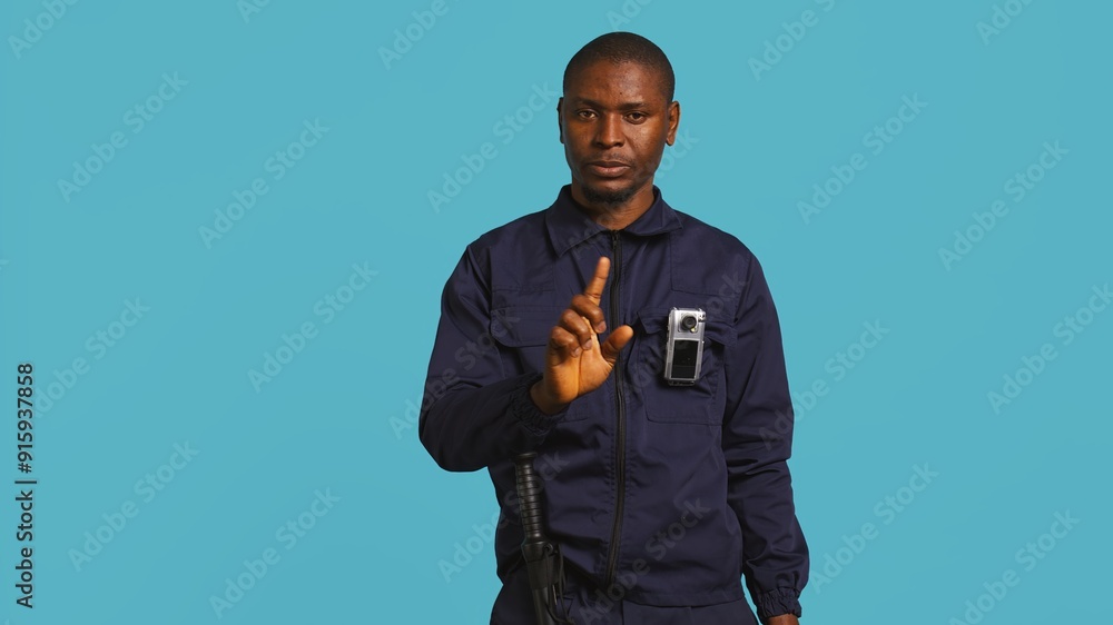 Security guard preventing criminal activity, threatening suspects with ...