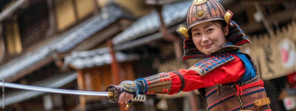 Valiant icon - japanese samurai portrait, highlighting the fierce ...