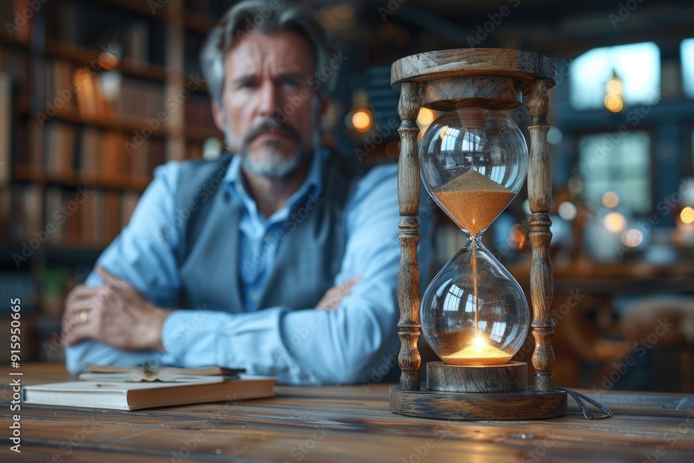 Temporal essence: hourglass, symbolizing the swift passage of time ...