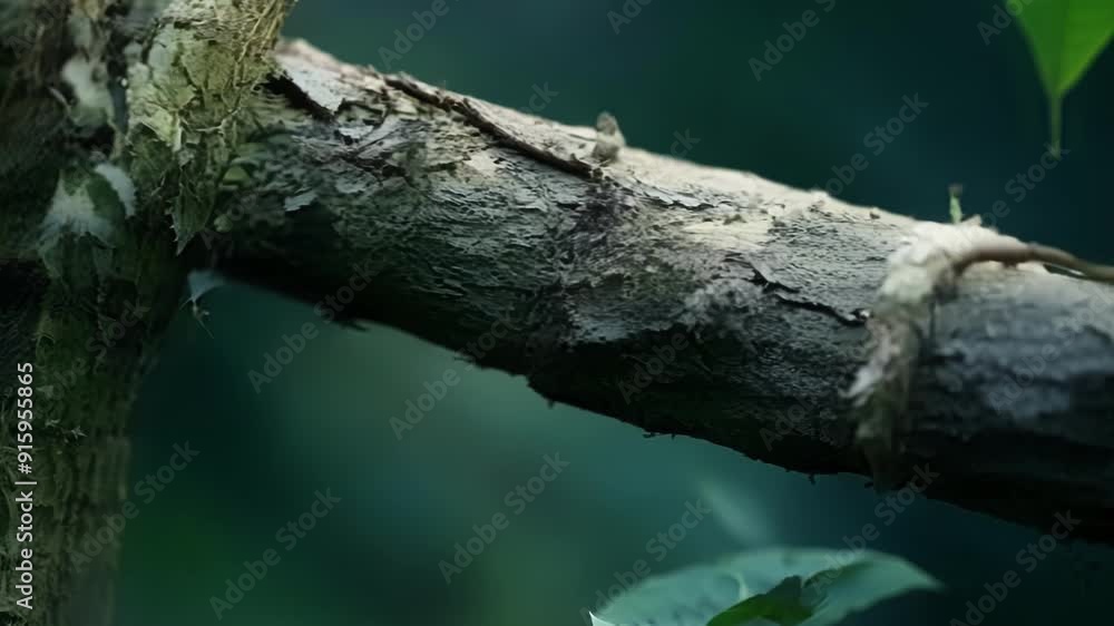 A detailed view of a gnarled and twisted plant stem weathered with age ...