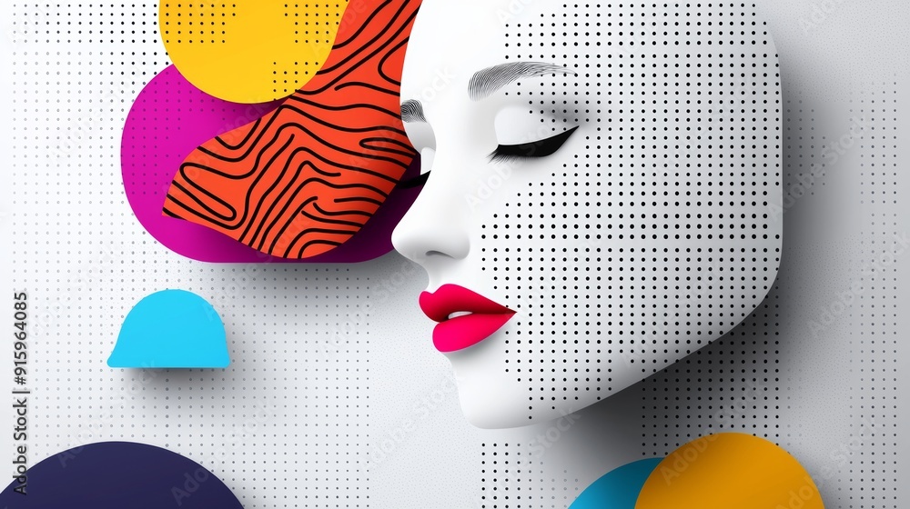 Flat design showcasing Gestalt principles with simple shapes, bold ...