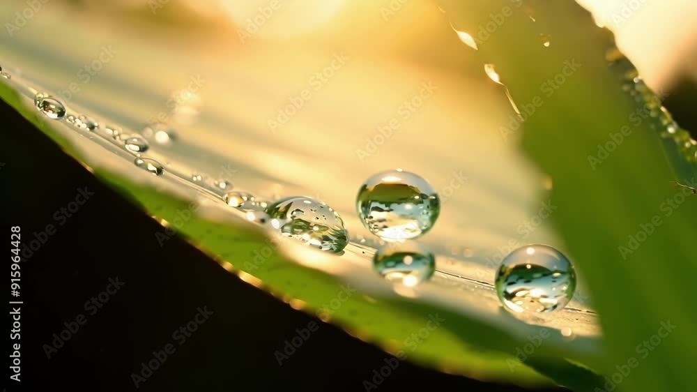 Filmed from a unique angle we watch as multiple water droplets form and ...