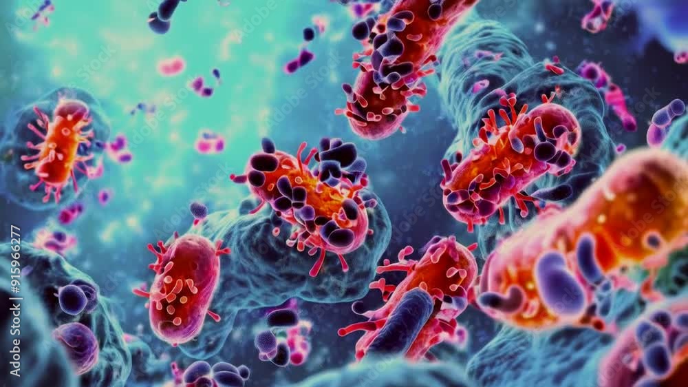 Microbiome intestine factories microbiota. Gut health. Many microbes ...