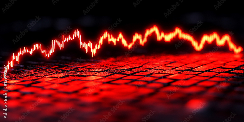 red line on a stock market chart, symbolizing financial downturn ...