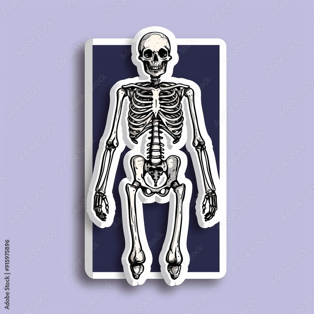 A detailed illustration of a human skeleton in anatomical position on a ...