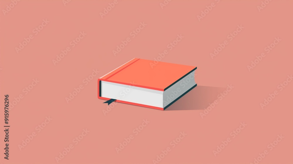 2D illustration of a simple book with bookmark with basic shapes on a ...
