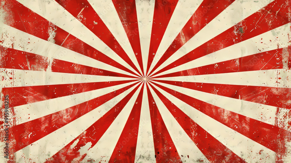 Retro circus rays pattern with spiral background. Vintage grunge poster ...