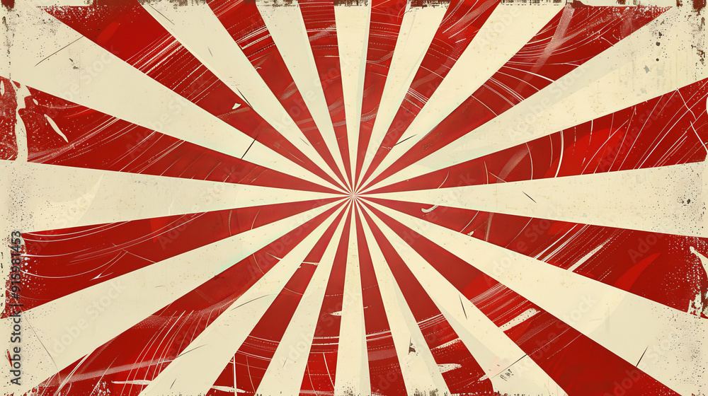 Retro circus rays pattern with spiral background. Vintage grunge poster ...