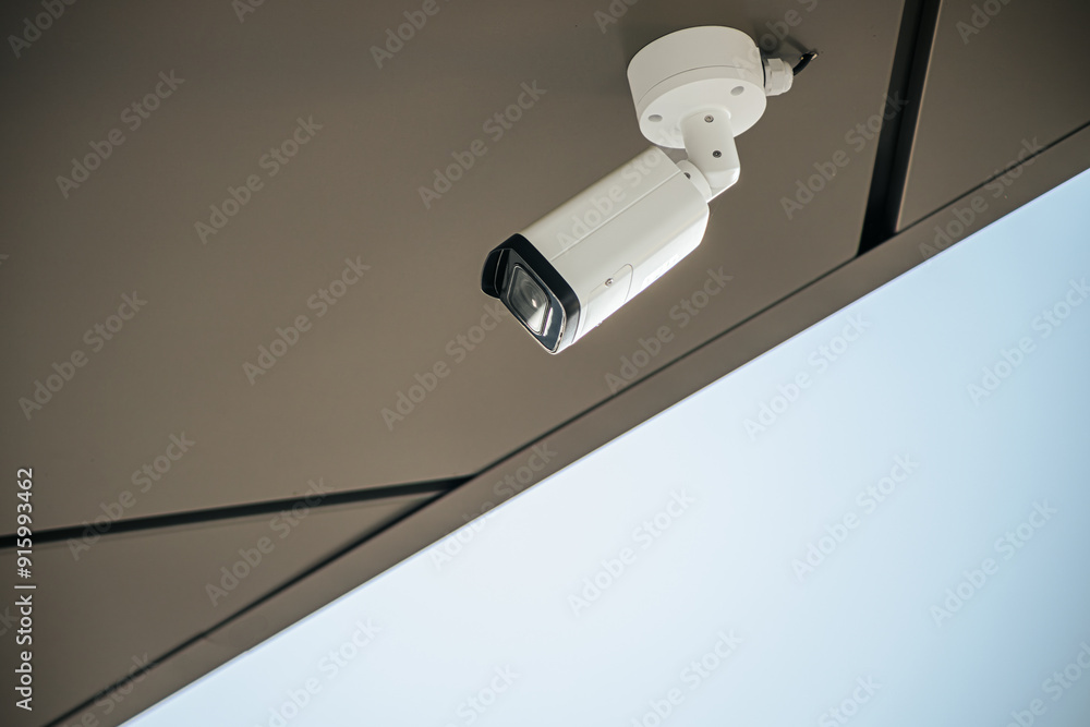security cameras are mounted on a metal pole, positioned to capture ...