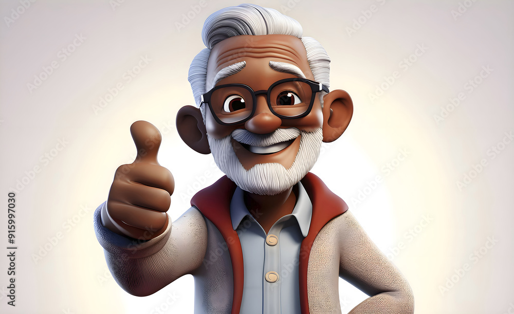 Happy smiling cartoon character old senior elder mature man grandfather ...