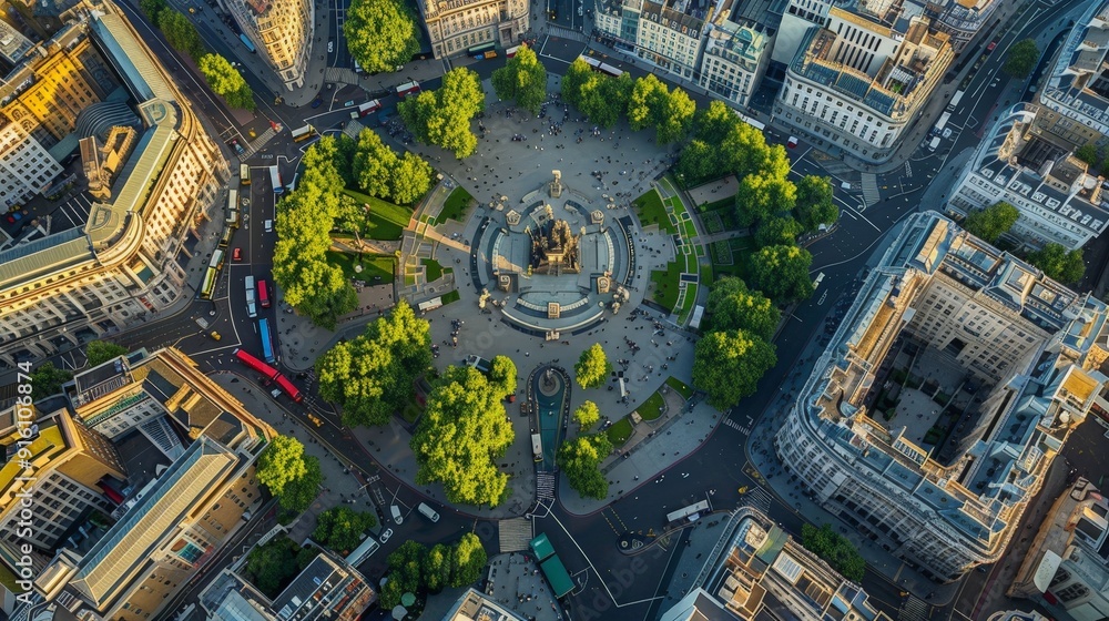 Marvel at the intricate layout of squares and gardens from above ...