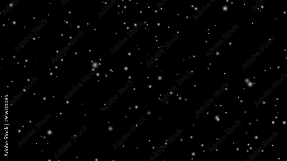 Snowfall animation snow flakes falling slowly black background, snow ...
