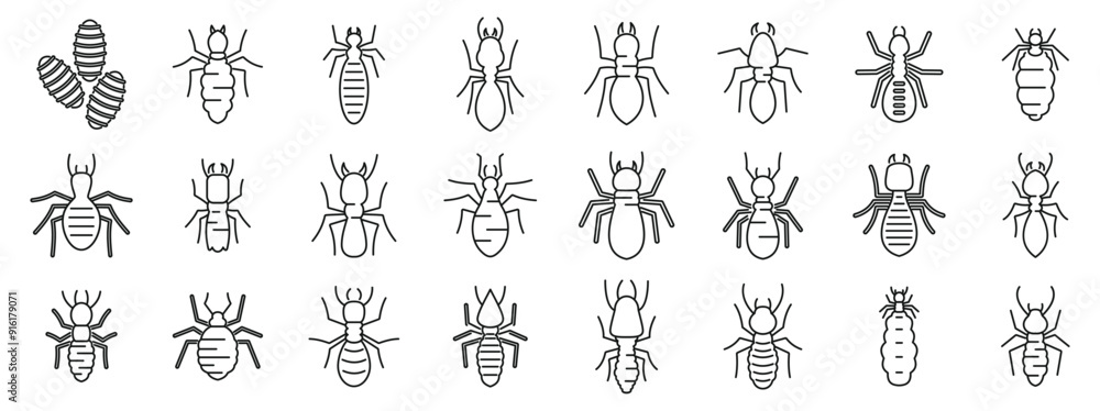 Termite icons set. Set of termite pest control logo icons showing ...