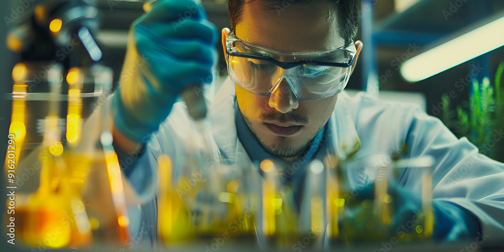 Lab Precision: Focused Researcher Performing Advanced Experiments with ...