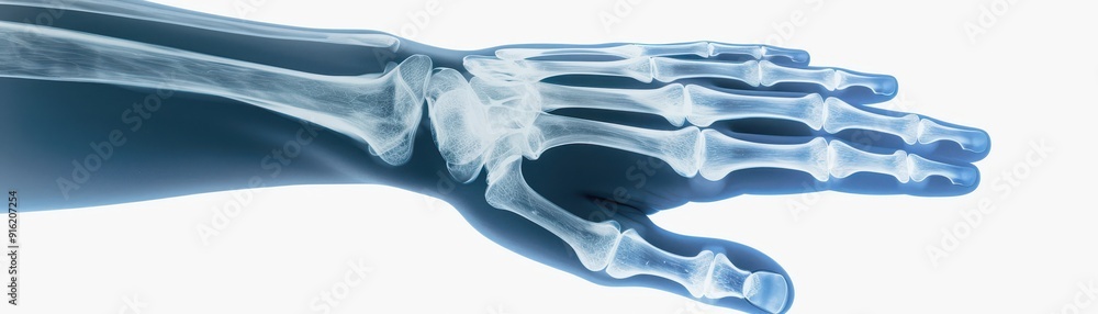 X-ray image of a human hand showcasing skeletal structure and bones ...