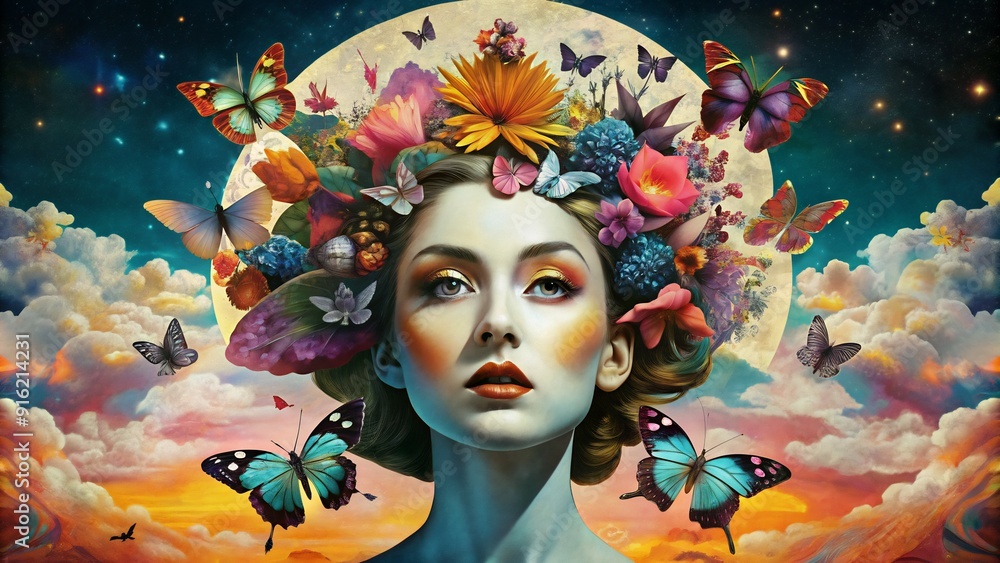 This captivating photo features an abstract portrait of a woman where ...