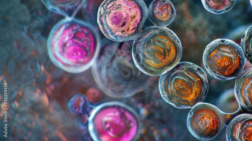 Microscopic View of Budding Yeast Cells with Detailed Cell Walls Stock ... Microscopic View of Budding Yeast Cells with Detailed Cell Walls Stock ...