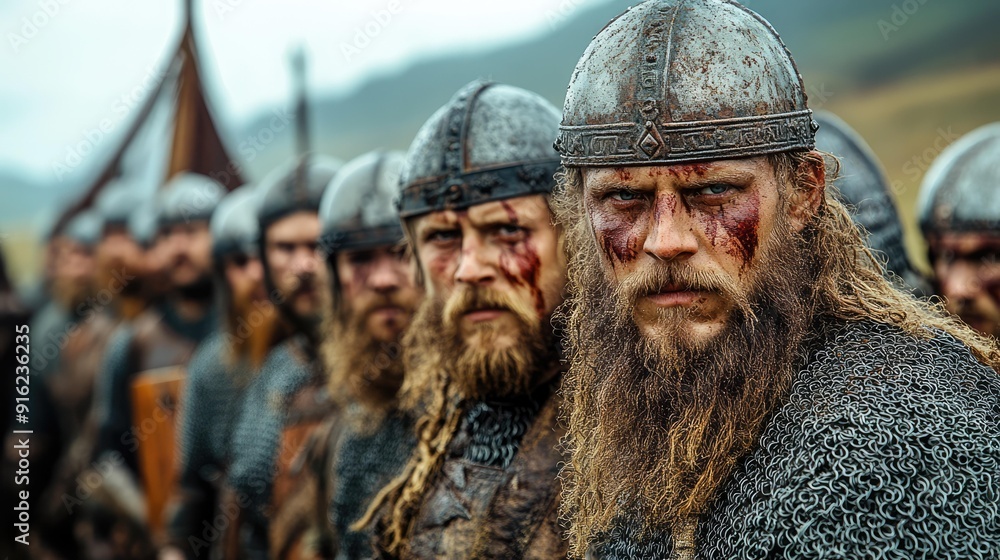 Fierce Viking Warriors in Authentic Armor Ready for Battle - Historical ...