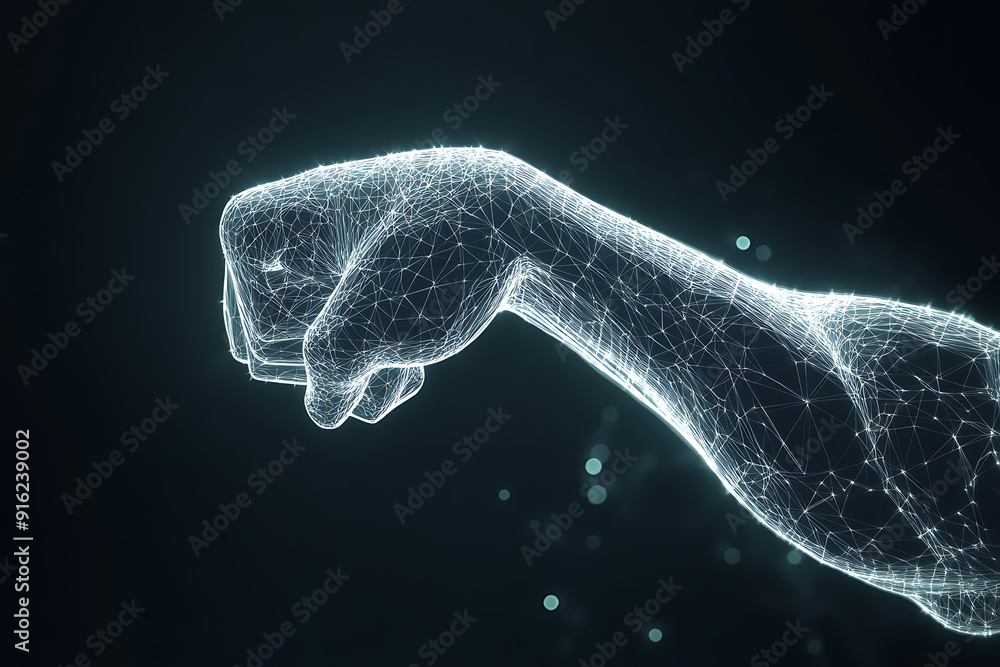 Human power low poly wireframe banner template. Polygonal physical ...