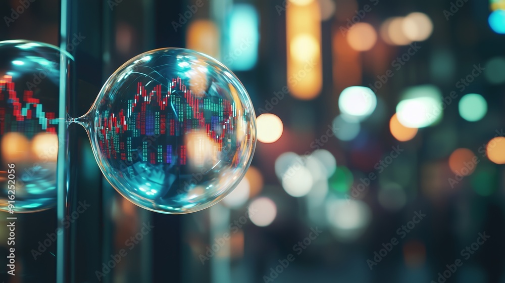 "Visualize the concept of financial bubbles in the stock market with ...