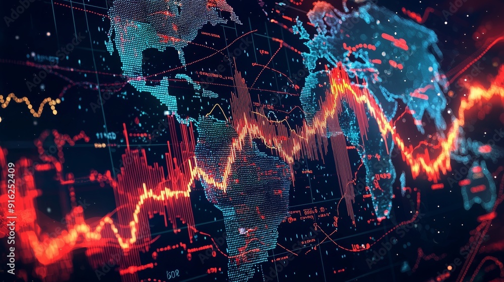 "Illustrate the impact of global events on the stock market with charts ...
