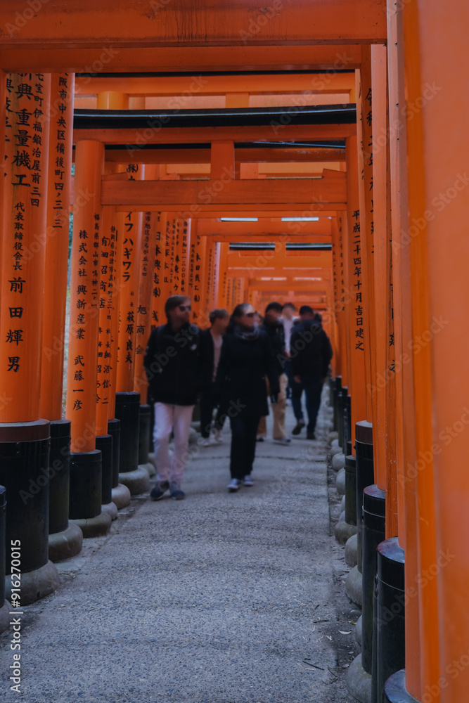 Red pagodas and gates up the mountain in Fushimi Inari-Taisha shinto ...