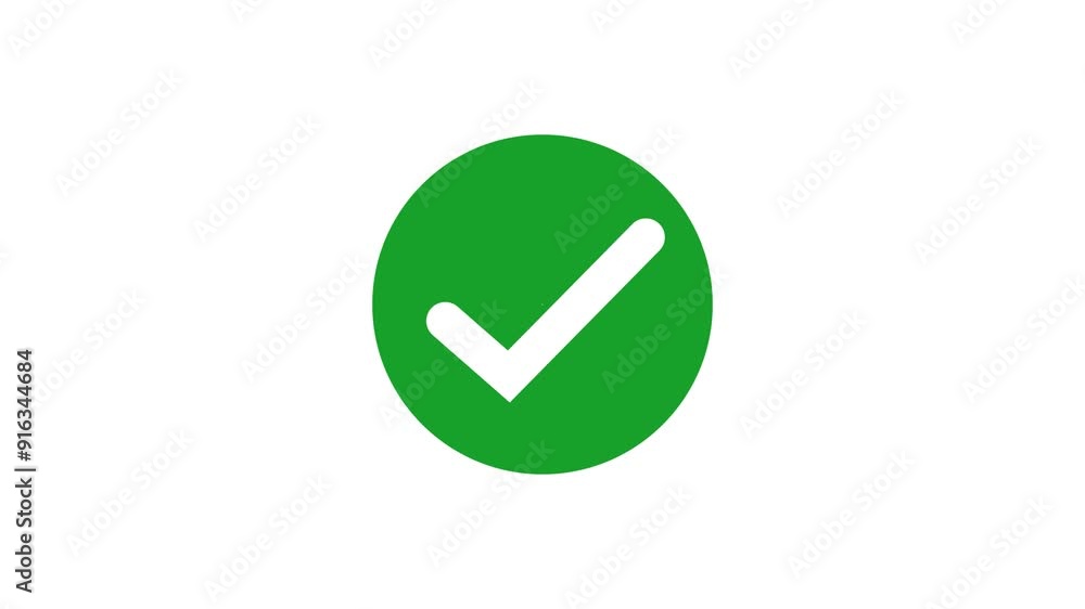 Animation of check mark icon. white color tick mark icon animation ...