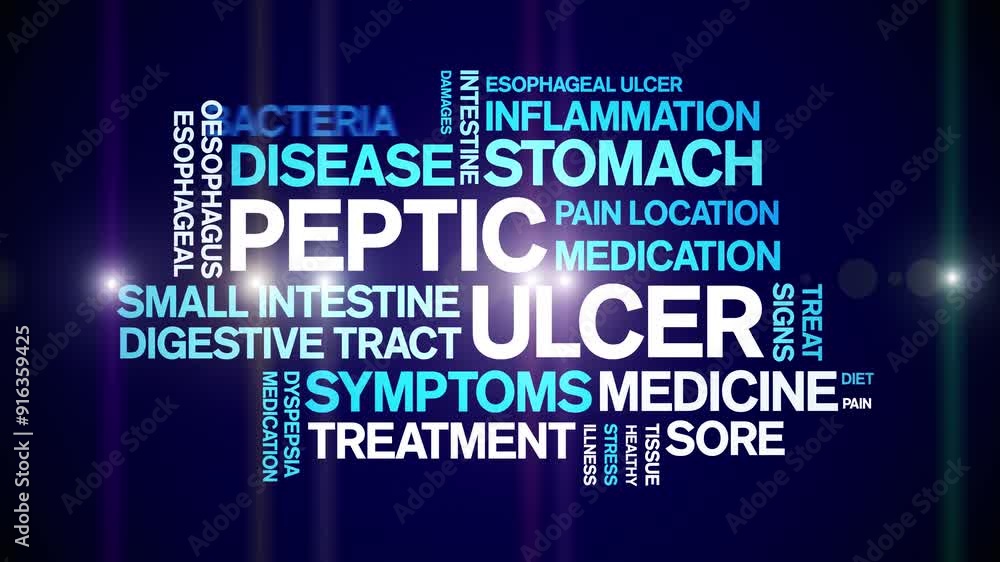 Peptic Ulcer animated word cloud;text design animation tag kinetic ...