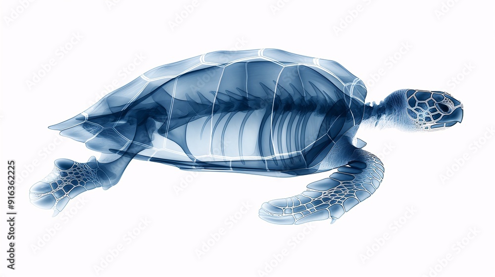 Sea Turtle X-Ray: A mesmerizing x-ray image of a sea turtle, showcasing ...