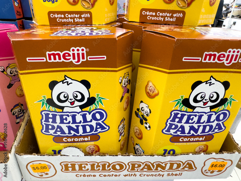 Meiji brand of Hello Panda caramel filled cookies. Stock Photo | Adobe ...
