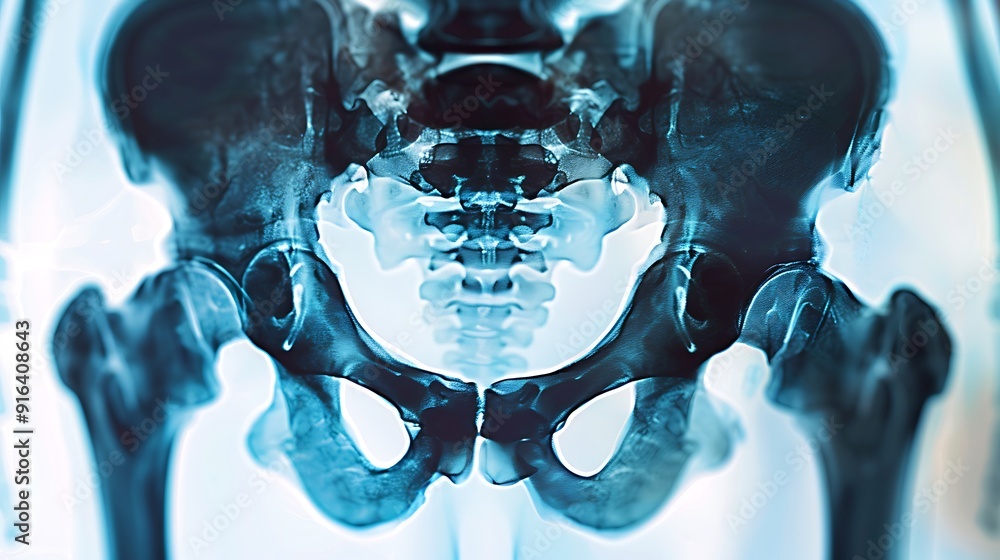 High-resolution X-ray of the pelvis in a lateral position, showing ...