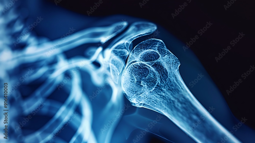 Side-view X-ray of a dislocated shoulder in a flexed position ...