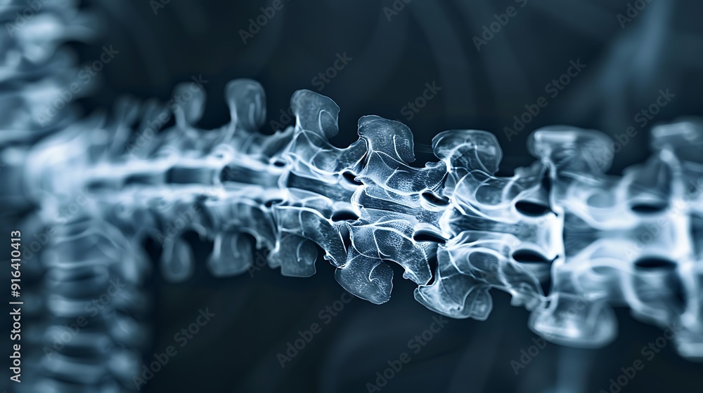 Side-view X-ray of a spinal fusion in a flexed position, highlighting ...