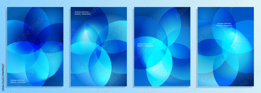 abstract blue ocean crystal radial gradient cover poster background ...