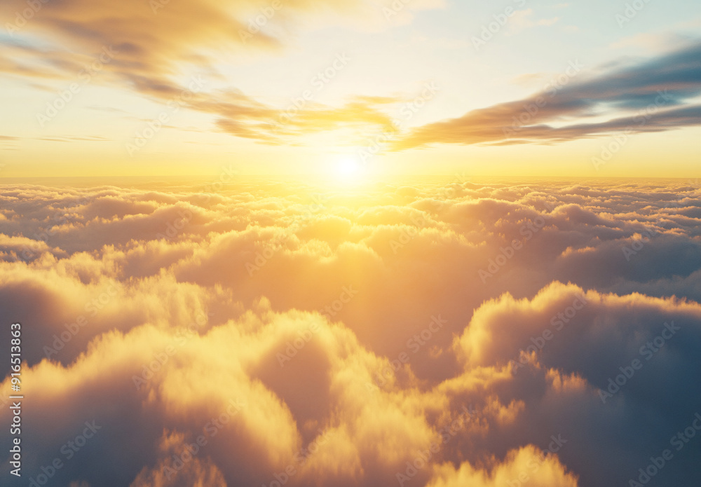 Beautiful golden clouds in heavenly sky landscape. Cinematic fog Stock ...