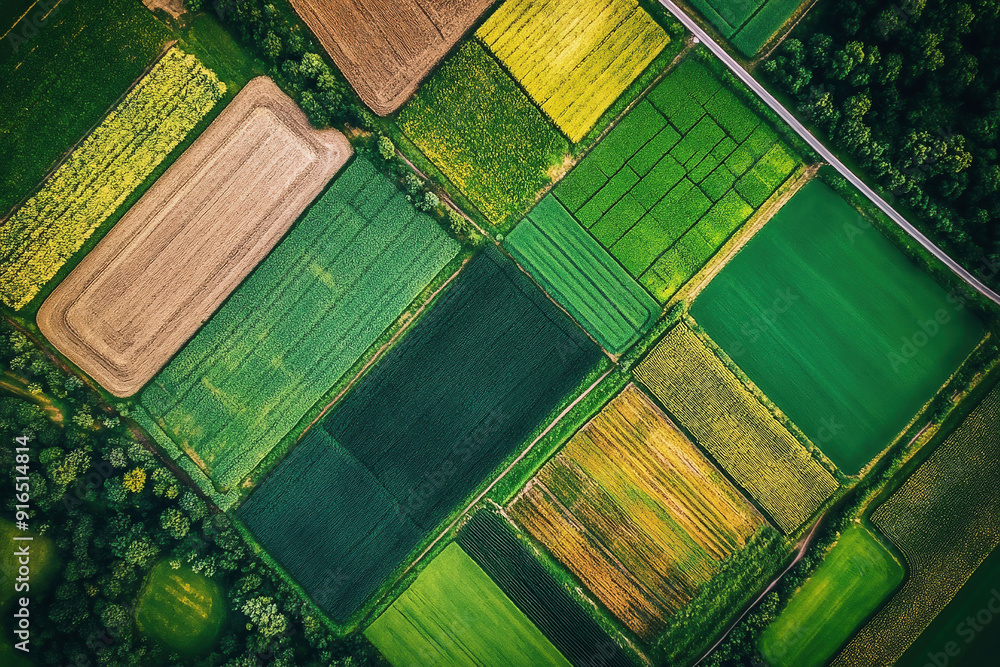 farm fields agriculture green rural landscape aerial countryside crops ...