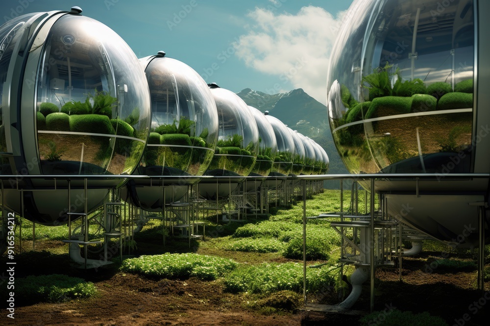Egg-shaped Space Farms: Floating farms in space cultivating futuristic ...