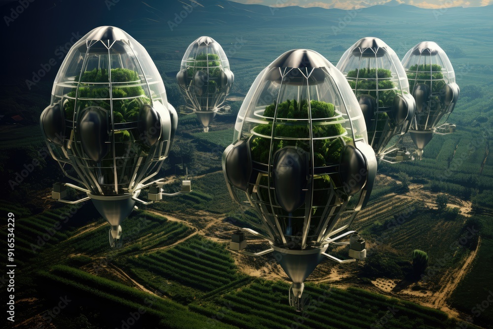 Egg-shaped Space Farms: Floating farms in space cultivating futuristic ...