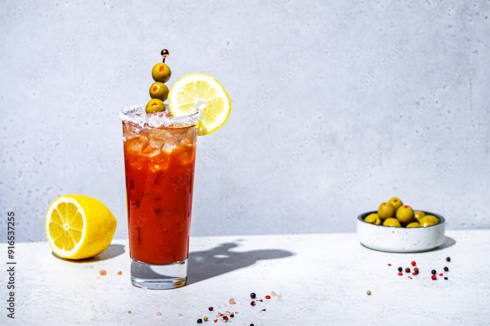 Tomato alcoholic cocktail drink, variation of Bloody Mary with juice ...