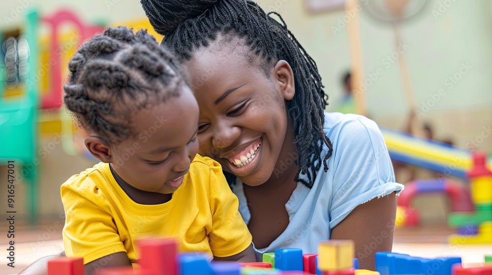 A teacher engaging with young children in an early childhood education ...
