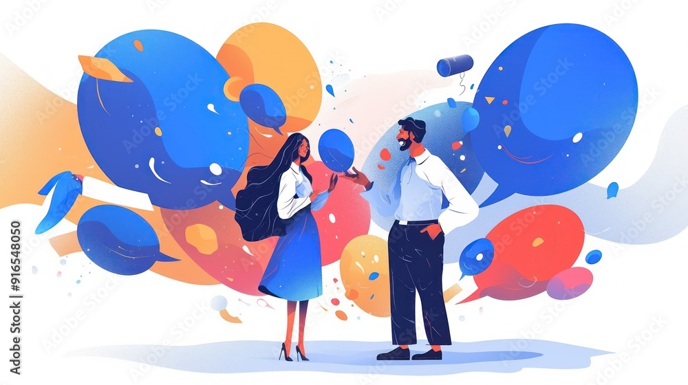 Two people talking to each other, establishing intense communication ...