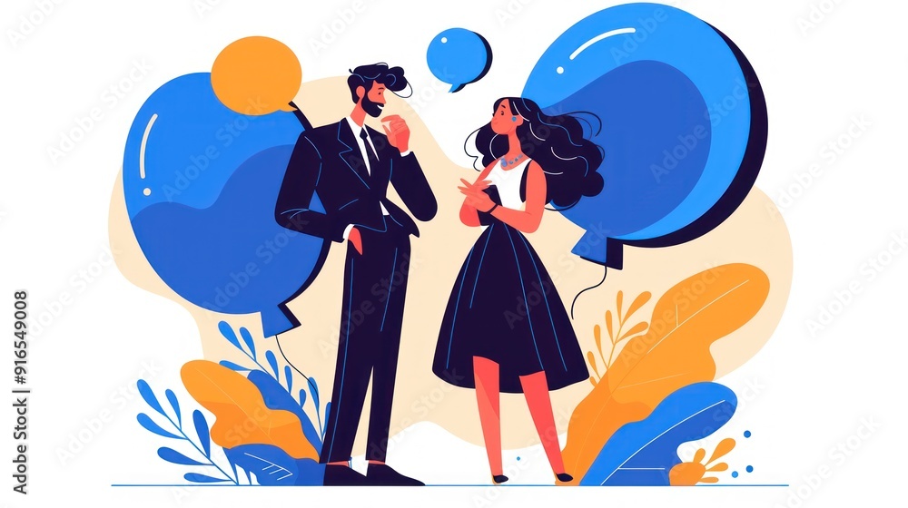 Two people talking to each other, establishing intense communication ...