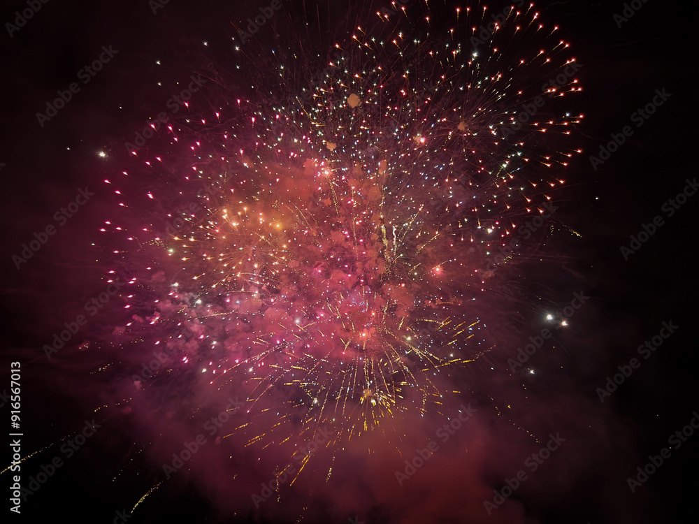 Beautiful colorful fireworks on sky. International Fireworks. Fireworks ...