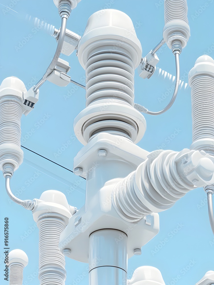 Detailed View of an Electric Power Substation with Innovative ...